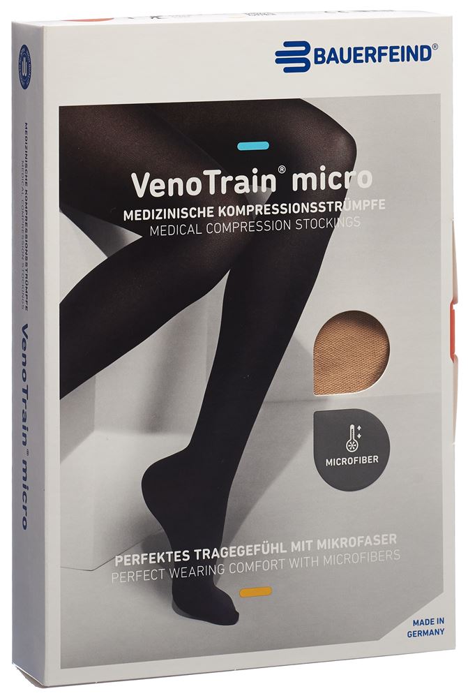 Bauerfeind VenoTrain Micro CCL2 AT S plus/long pied ouvert creme 1 pce ...