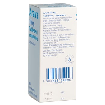 Arava cpr pell 10 mg bte 100 pce | Commander en ligne