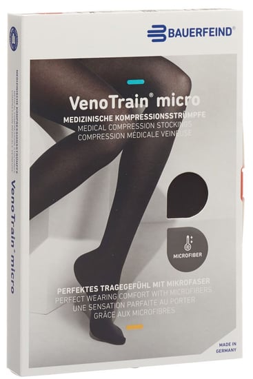 Bauerfeind VenoTrain Micro CCL2 AD L plus/long pied fermé noir 1 paire ...