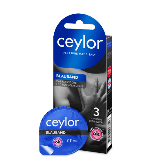 Ceylor Bande bleue préservatif avec réservoir 3 pce | Commander en ligne
