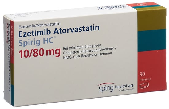 EZETIMIBE ATORVASTATINE Atorvast Spirig HC Tabl 10 mg/80 mg Blist 30 ...
