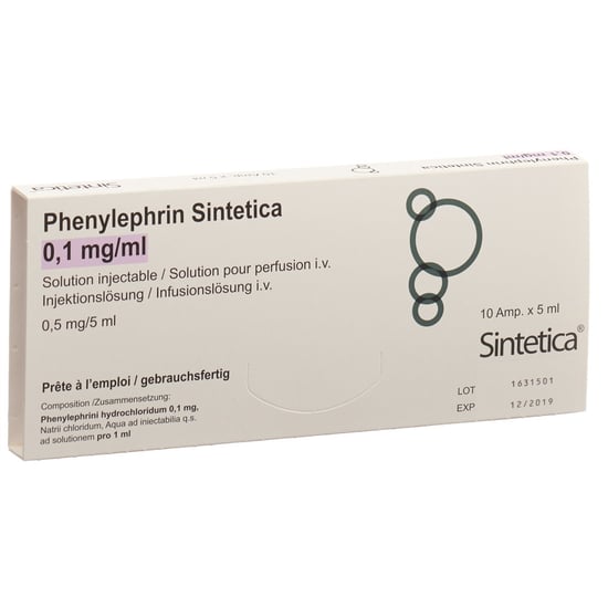PHENYLEPHRINE Sintetica prép inj perf 0.5 mg/5ml amp 5 ml | Commander ...