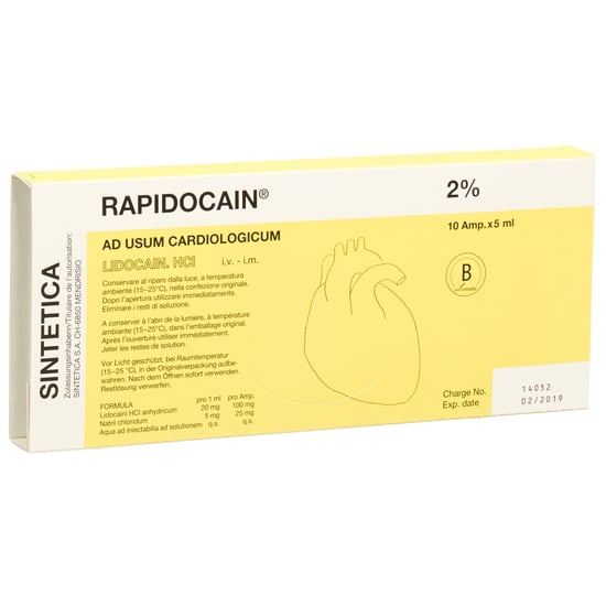 RAPIDOCAIN Cardio 2% Inj Lös 100 mg/5ml Amp 5 ml | Online bestellen
