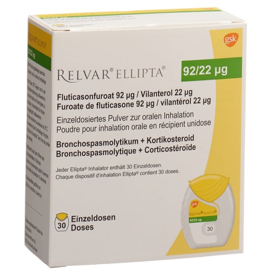 RELVAR ELLIPTA Inh Plv 92mcg/22mcg 30 Dos | Online bestellen
