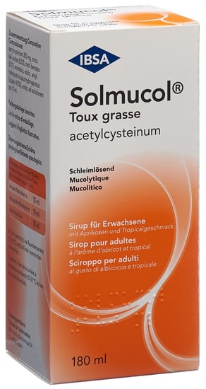 SOLMUCOL toux grasse sirop 200 mg/10ml fl 180 ml | Commander en ligne