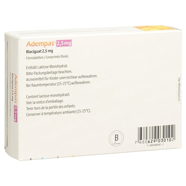 ADEMPAS cpr pell 2.5 mg blist 84 pce | Commander en ligne