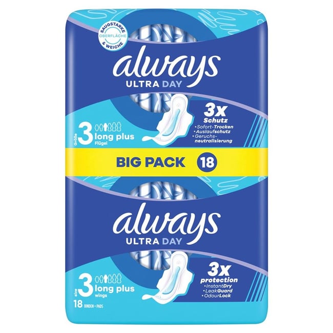 Always Ultra Binde Long Plus mit Flügeln BigPack 18 Stk | Online bestellen