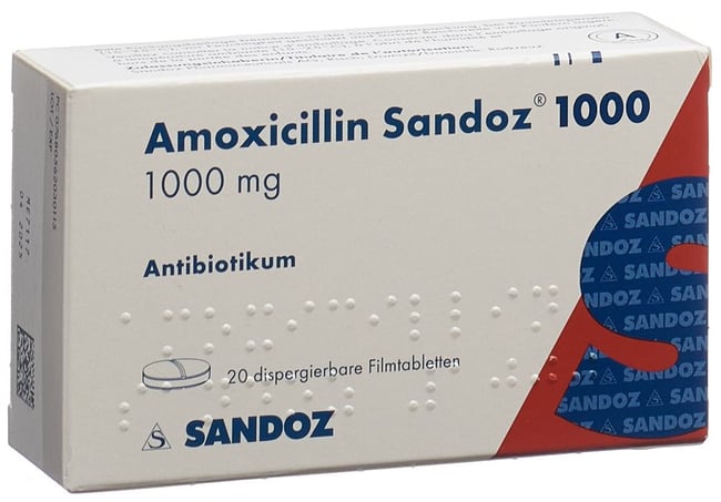 AMOXICILLINE Sandoz Disp Tabl 1000 mg Blist 20 Stk | Online bestellen