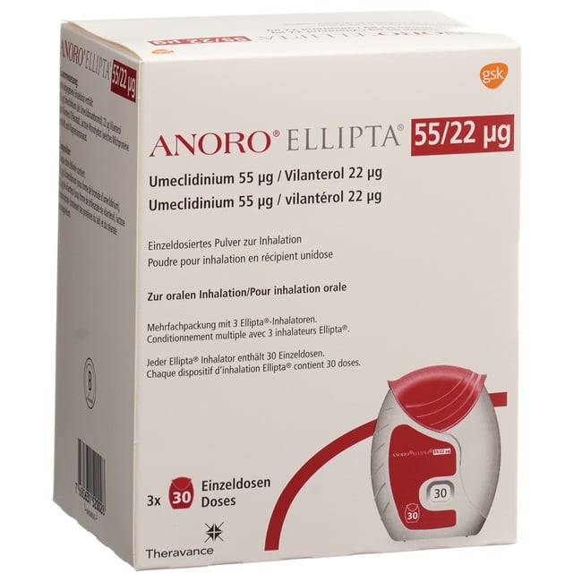 ANORO ELLIPTA Inh Plv 55 mcg/22 mcg 30 Dos | Online bestellen