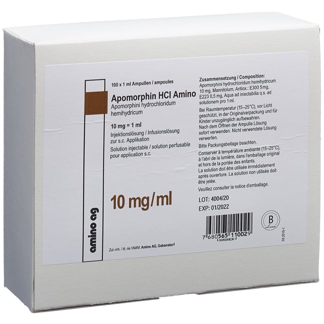 APOMORPHIN HCL Amino sol inj 10 mg/ml amp 1 ml | Commander en ligne
