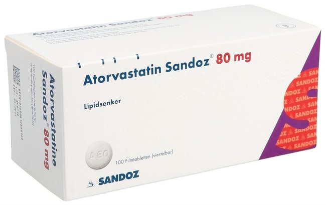 ATORVASTATINE Sandoz Filmtabl 80 mg Blist 100 Stk | Online bestellen