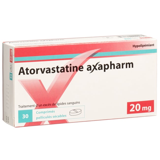 ATORVASTATINE axapharm cpr pell 20 mg blist 30 pce | Commander en ligne