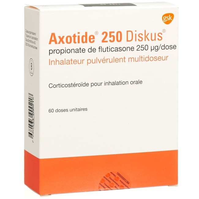 AXOTIDE Diskus multidose pdr inh 250 mcg 60 dos | Commander en ligne