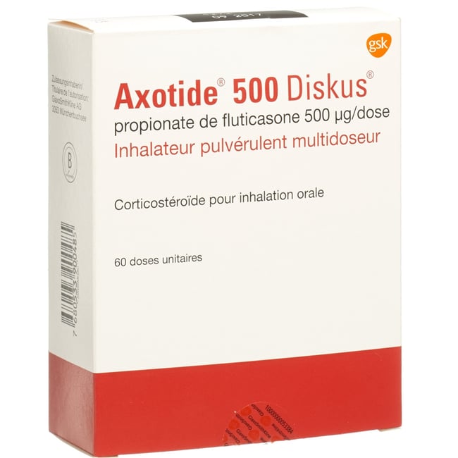 AXOTIDE Diskus multidose pdr inh 500 mcg 60 dos | Commander en ligne