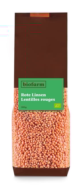Biofarm lentilles rouges bourgeon sach 500 g | Commander en ligne