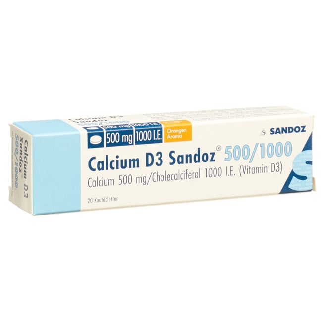 CALCIUM D3 Sandoz cpr croquer 500/1000 bte 20 pce | Commander en ligne
