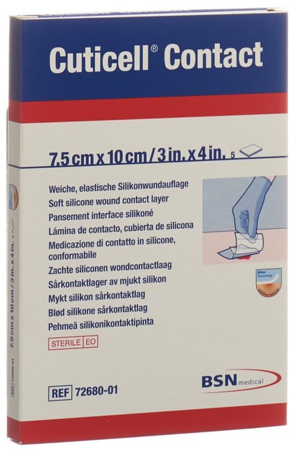 CUTICELL Contact Silikonwundauflage 7.5x10cm 5 Stk | Online bestellen