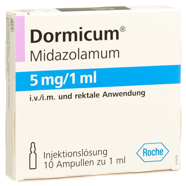 Dormicum Inj Lös 5 mg/ml i.v., i.m, rektal Amp 1 ml | Online bestellen