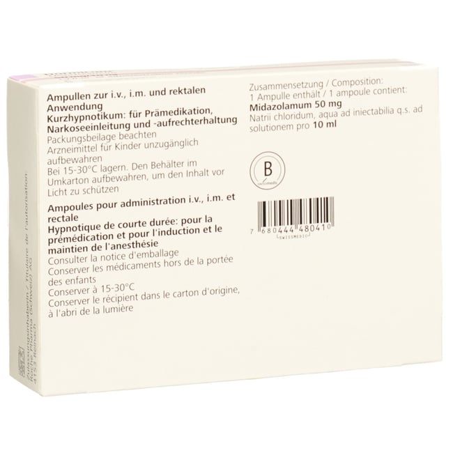 Dormicum Inj Lös 50 mg/10ml i.v., i.m, rektal Amp 10 ml | Online bestellen