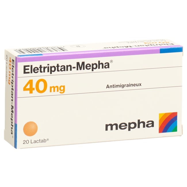 ELETRIPTAN Mepha cpr pell 40 mg blist 20 pce | Commander en ligne
