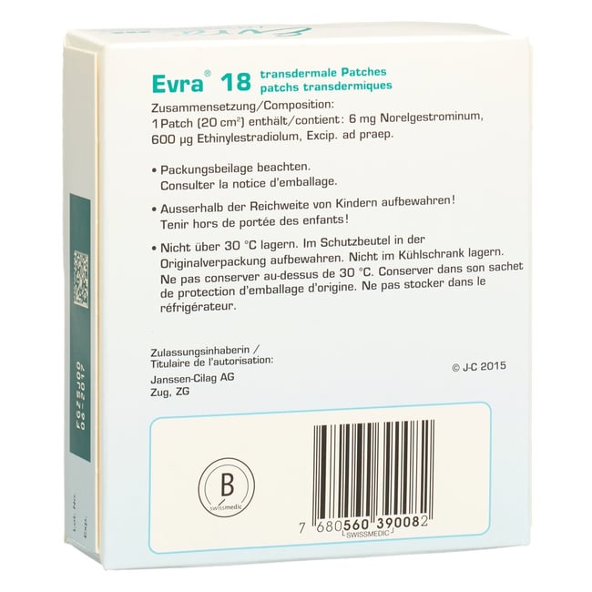 EVRA patchs mat sach 18 pce | Commander en ligne