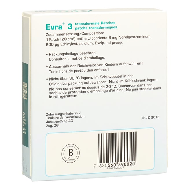 EVRA patchs mat sach 3 pce | Commander en ligne