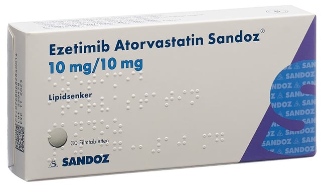 EZETIMIBE ATORVASTATINE Atorvast Sandoz Filmtabl 10/10mg Blist 30 Stk ...