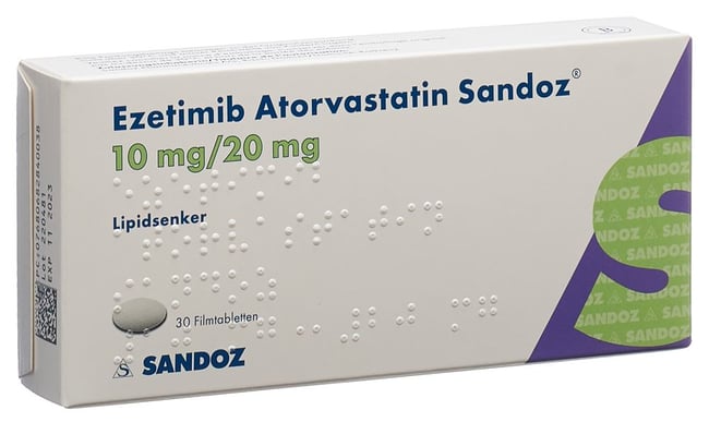 EZETIMIBE ATORVASTATINE Atorvast Sandoz cpr pell 10/20mg blist 30 pce ...