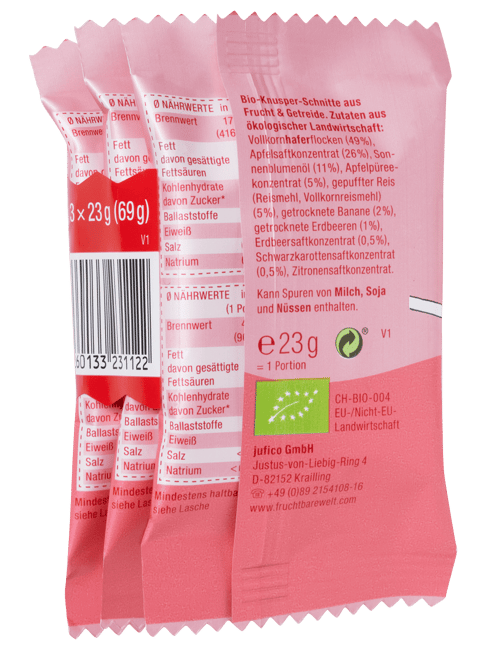 FRUCHTBAR Knusper Schnitte Bio Erdbeere Banane 23 g | Online bestellen