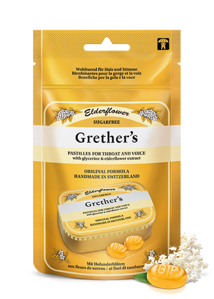 GRETHERS Elderflower pastilles pastilles sans sucre sach 110 g ...