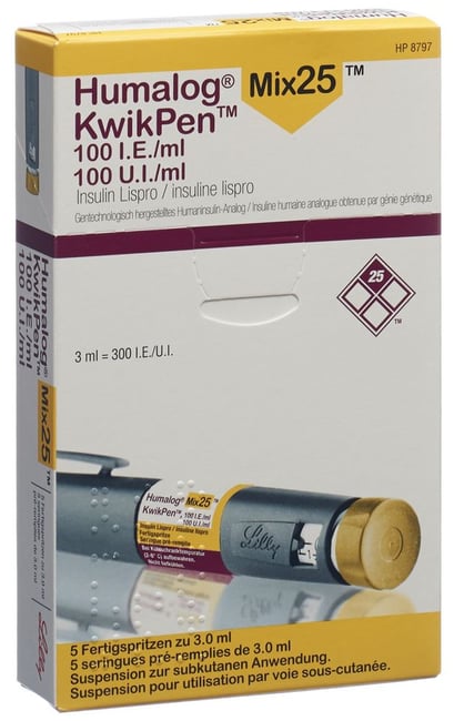 HUMALOG Mix 25 KwikPen Insulin Inj Susp 100 IE/ml Fertspr 3 ml | Online bestellen