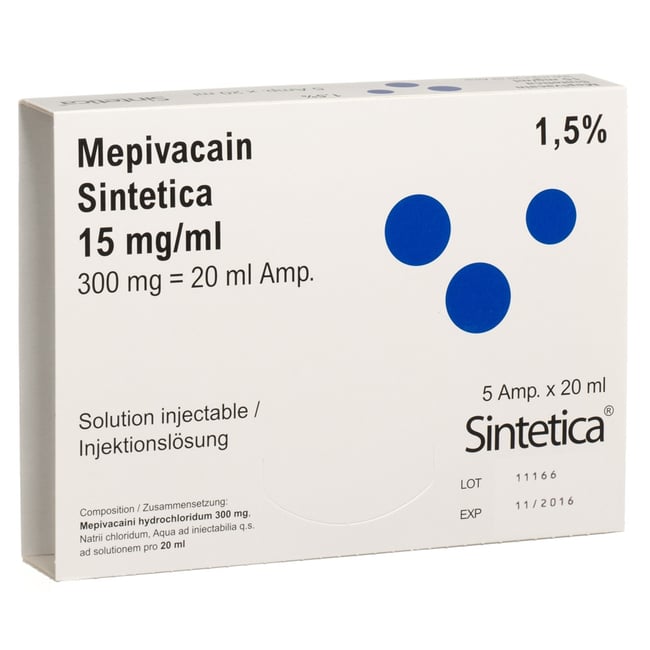 MEPIVACAINE Sintetica sol inj 1.5 % amp 20 ml | Commander en ligne