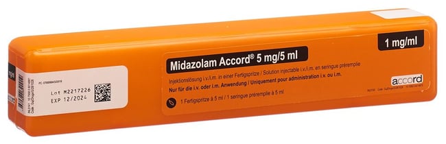 MIDAZOLAM Accord Inj Lös 5 mg/5ml Fertigspritze Fertspr 5 ml | Online ...