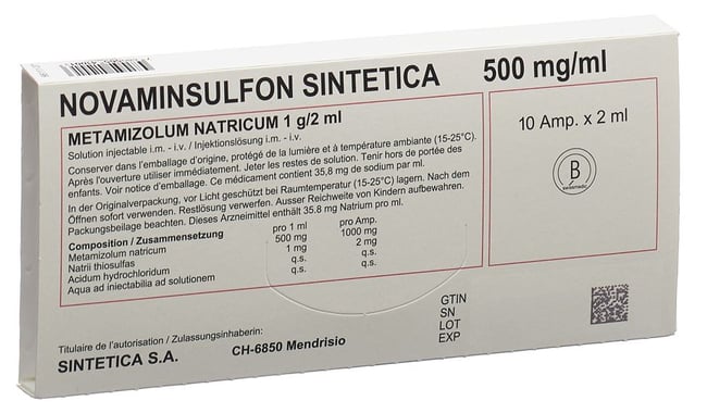 NOVAMINSULFON Sintetica Inj Lös 1 g/2ml Amp 2 ml | Online bestellen