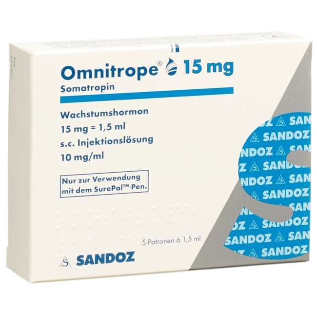 OMNITROPE cartouche pour SurePal sol inj 15 mg/1.5ml cartouche 5 pce ...