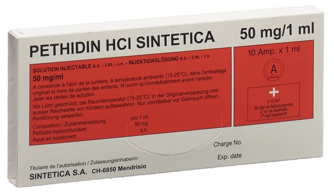 PETHIDINE HCL Sintetica Inj Lös 50 mg/ml Amp 1 ml | Online bestellen