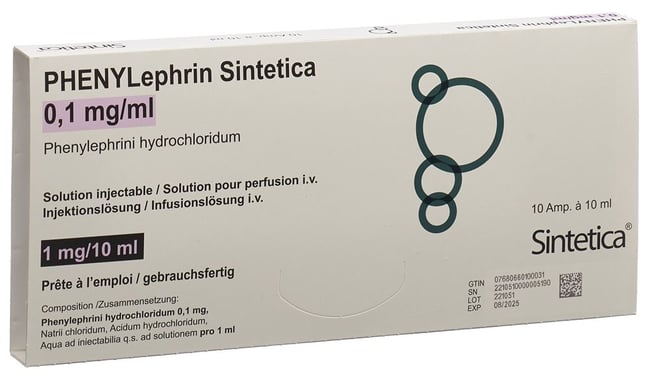 PHENYLEPHRINE Sintetica Inj Inf Präp 1 mg/10ml Amp 10 ml | Online bestellen