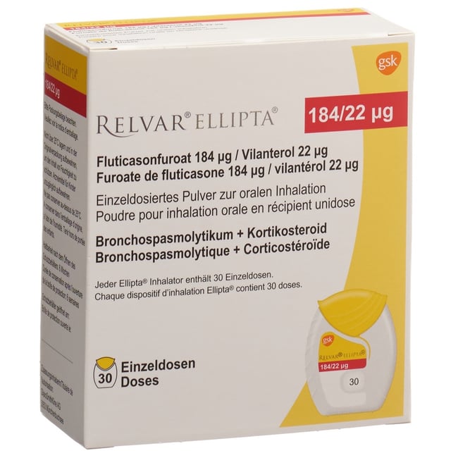 RELVAR ELLIPTA Inh Plv 184mcg/22mcg 30 Dos | Online bestellen