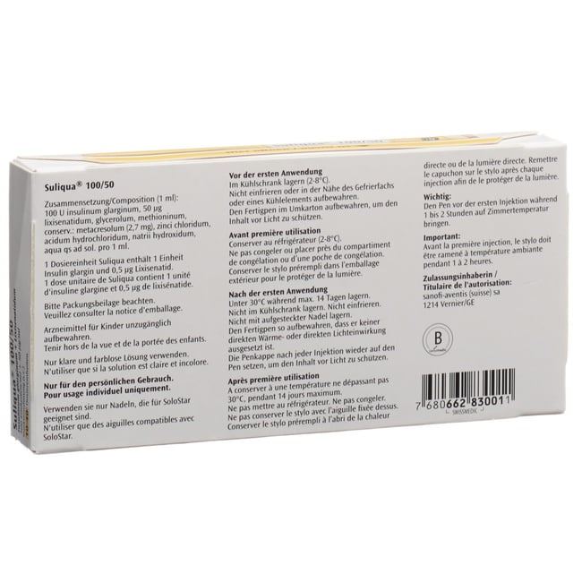 SULIQUA 100/50 sol inj SoloStar jaune stylo pré 3 pce | Commander en ligne