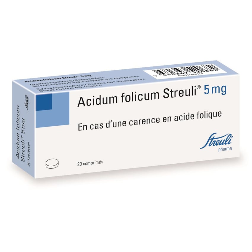 ACIDUM FOLICUM Streuli cpr 5 mg blist 20 pce | Commander en ligne
