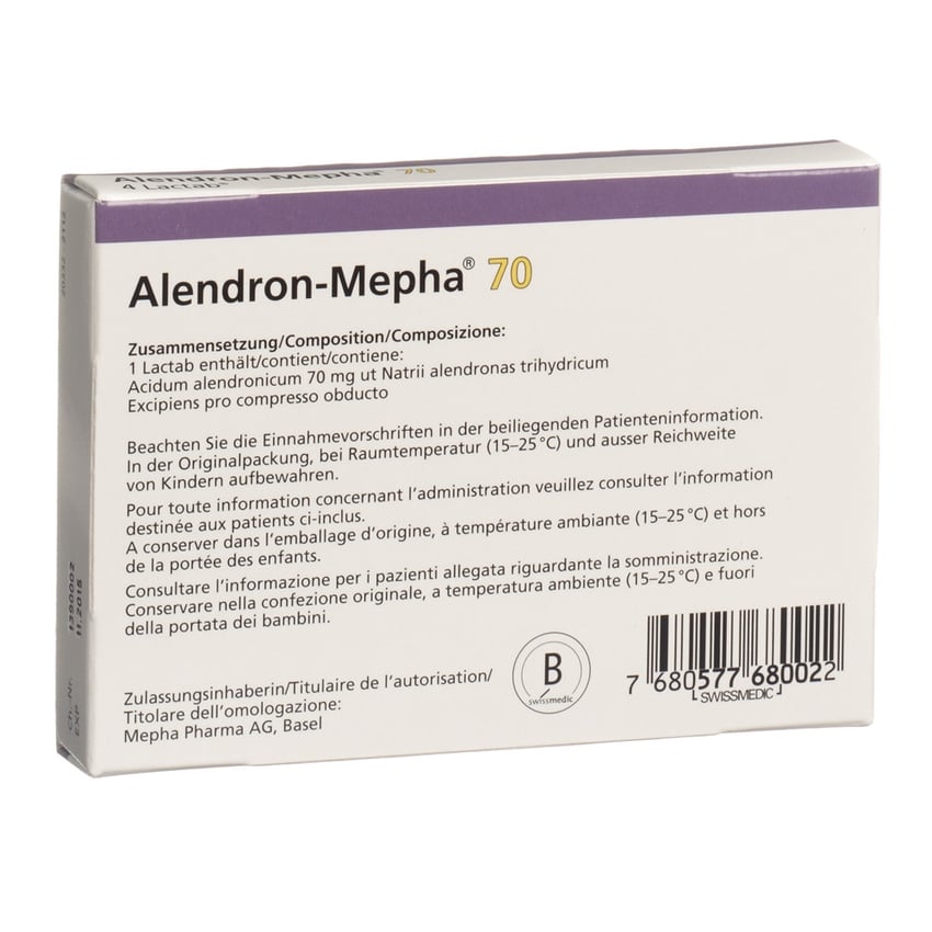 ALENDRON Mepha Filmtabl 70 mg Blist 4 Stk | Online bestellen