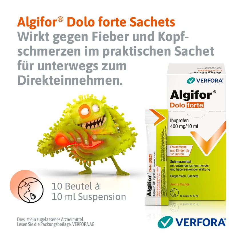 ALGIFOR Dolo forte Susp 400 mg/10ml Btl 10 Stk | Online bestellen