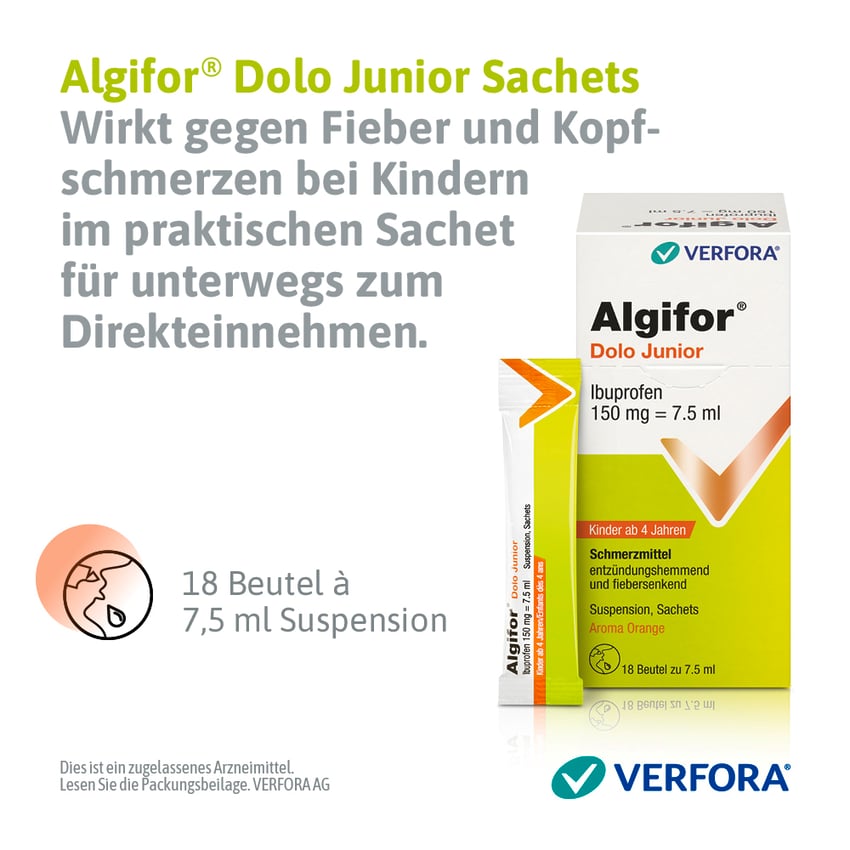 ALGIFOR Dolo Junior Susp 150 mg/7.5ml Btl 7.5 ml | Online bestellen