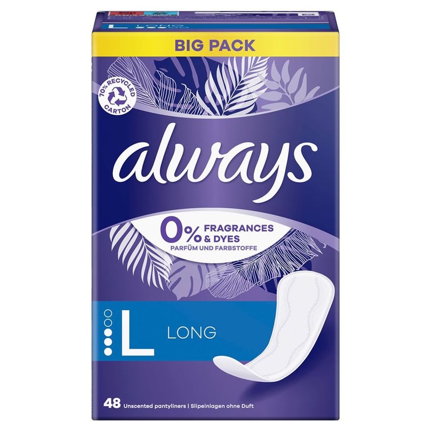 Always Slipeinlage Daily Protect Long 0% Duft- & Farbstoffe BigPack 48 ...
