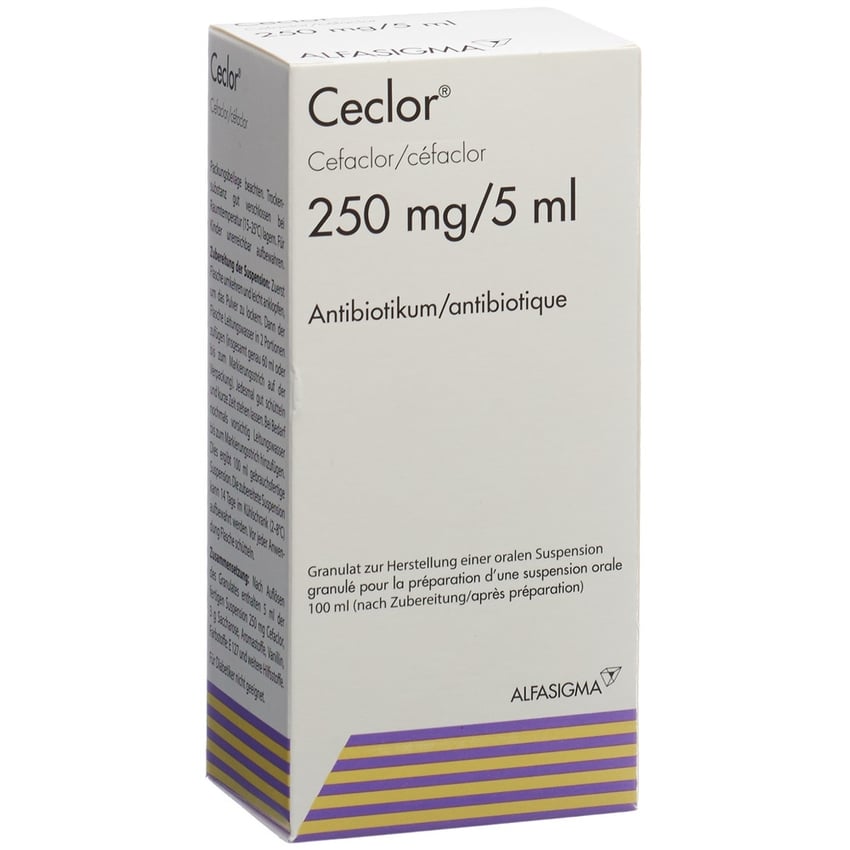 CECLOR gran 250 mg/5ml pour la préparaton d'une suspension orale fl 100 ...