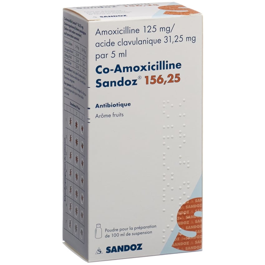 CO AMOXICILLINE Sandoz Plv 156.25 mg für Suspension Fl 100 ml | Online ...