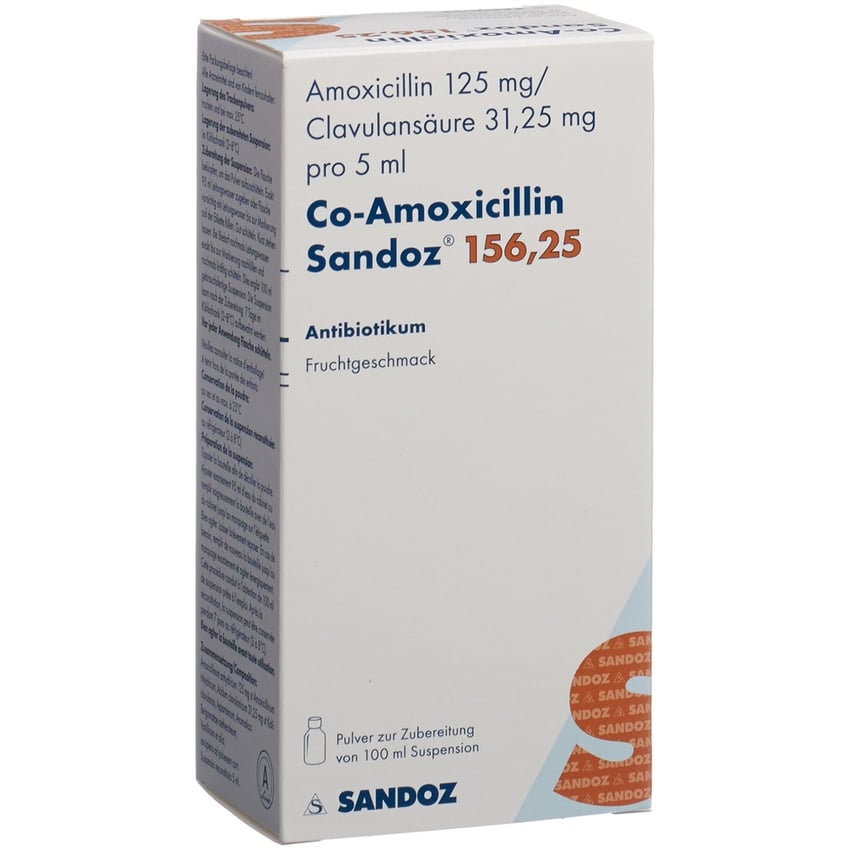 CO AMOXICILLINE Sandoz Plv 156.25 mg für Suspension Fl 100 ml | Online ...