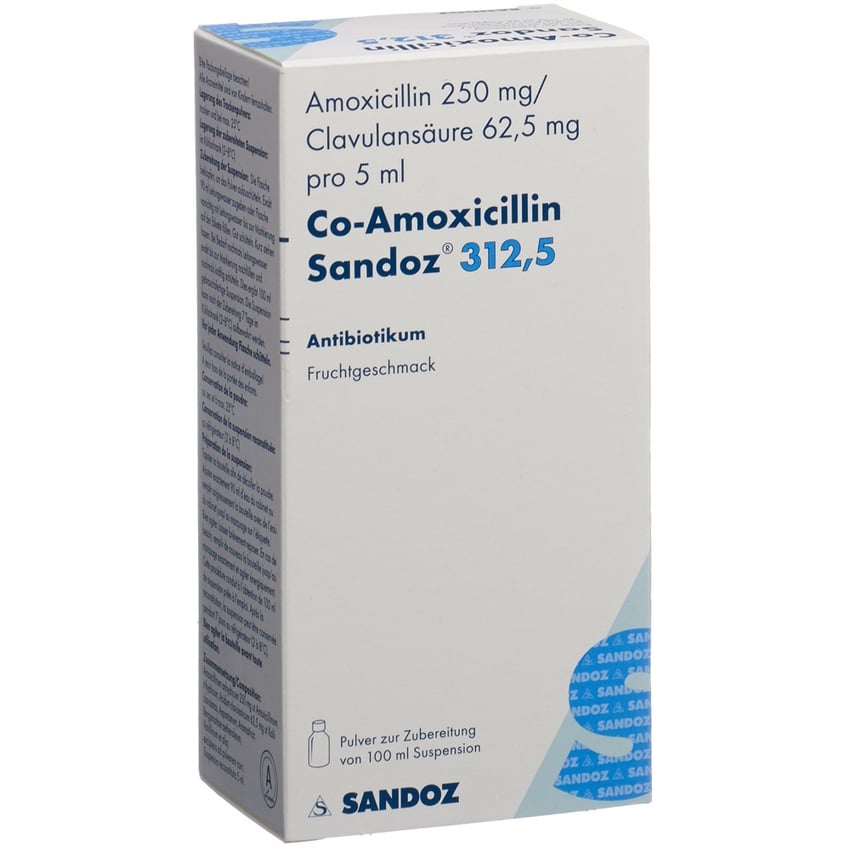 CO AMOXICILLINE Sandoz Plv 312.5 mg für Suspension Fl 100 ml | Online ...