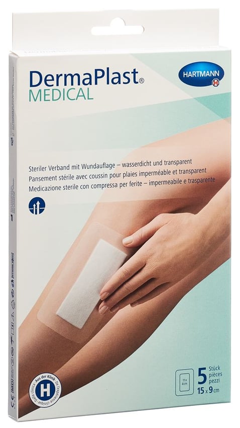 DERMAPLAST Medical pansement transparent 15x9cm 5 pce | Commander en ligne
