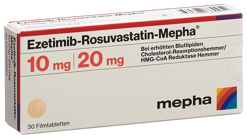 EZETIMIBE ROSUVASTATINE Mepha Filmtabl 10mg/20mg Blist 30 Stk | Online ...